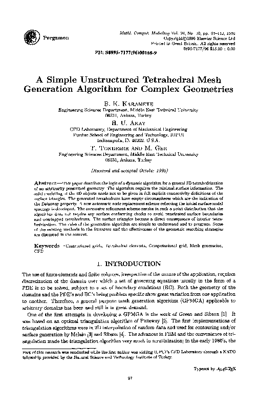 Pdf A Simple Unstructured Tetrahedral Mesh Generation Algorithm For
