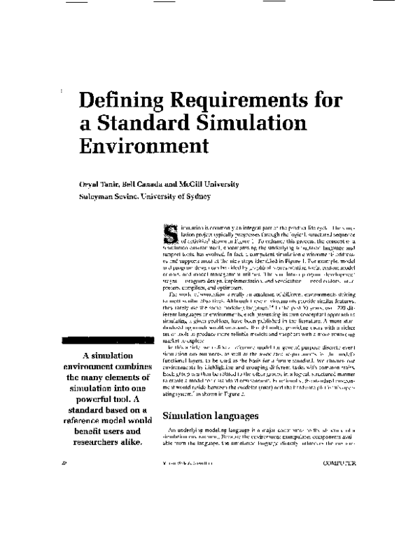 (PDF) Defining requirements for a standard simulation environment