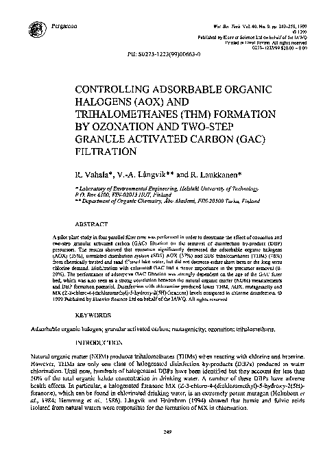 (PDF) Controlling adsorbable organic halogens (AOX) and trihalomethanes ...