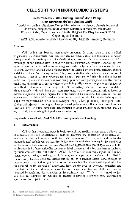 (PDF) Cell Sorting in Microfluidic Systems