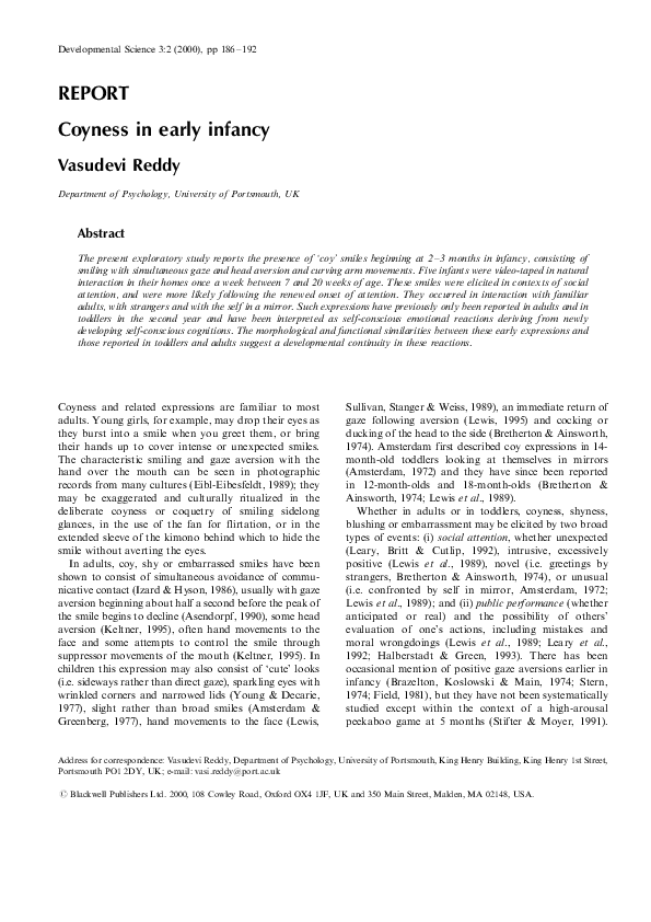 (PDF) Coyness in Early Infancy