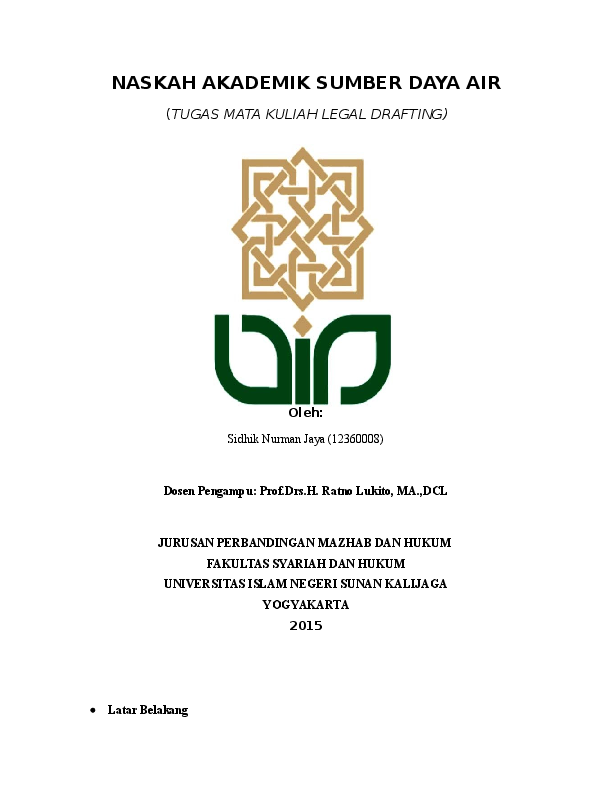 (DOC) NASKAH AKADEMIK SUMBER DAYA AIR