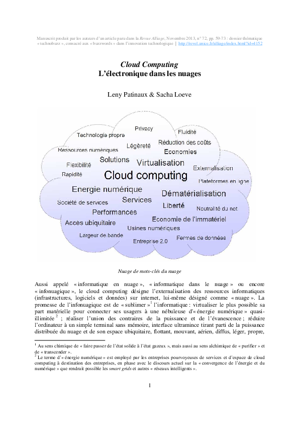 (PDF) Cloud Computing - L’électronique dans les nuages