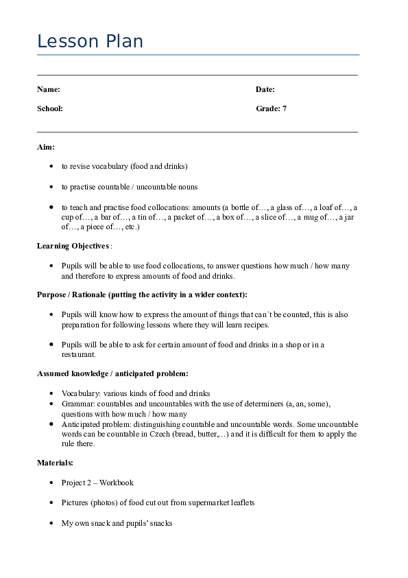 (DOC) Sample Lesson Plan