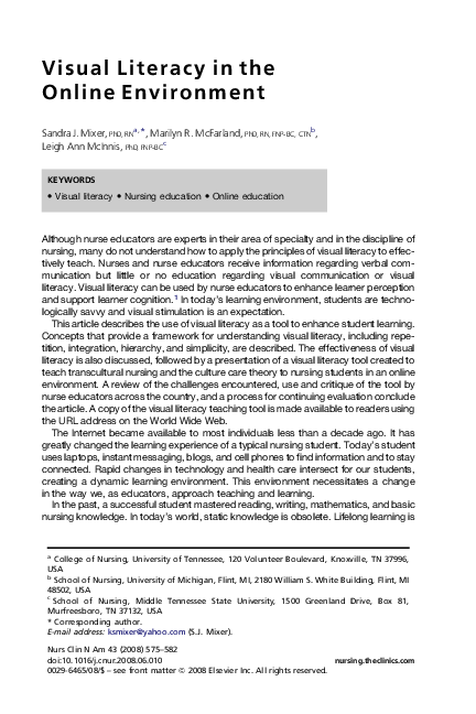 (PDF) Visual literacy in the online environment
