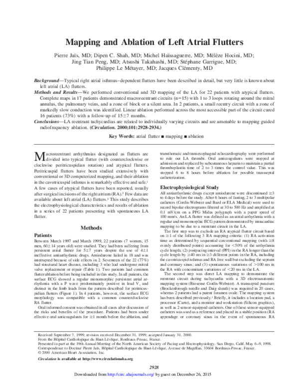 (PDF) Mapping and Ablation of Left Atrial Flutters | Mélèze Hocini ...