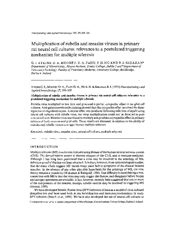 (PDF) Multiplication of rubella and measles viruses in primary rat ...