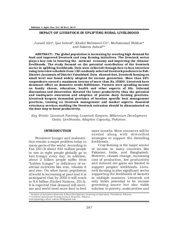 (PDF) IMPACT OF LIVESTOCK IN UPLIFTING RURAL LIVELIHOOD