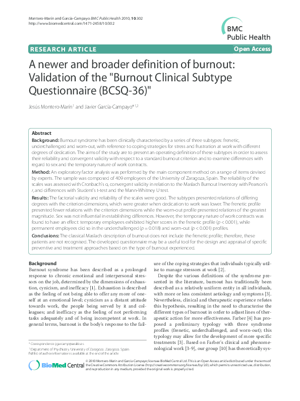 (PDF) A newer and broader definition of burnout: Validation of the ...