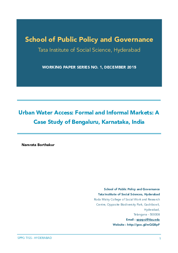 (PDF) Urban Water Access: Formal and Informal Markets: A Case Study of ...