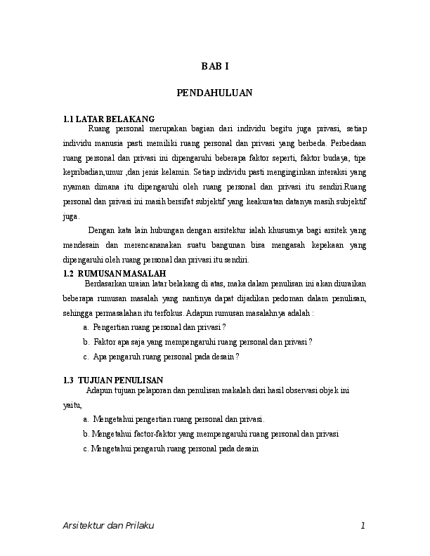 (DOC) Arsitektur Prilaku Privasi dan Ruang personal