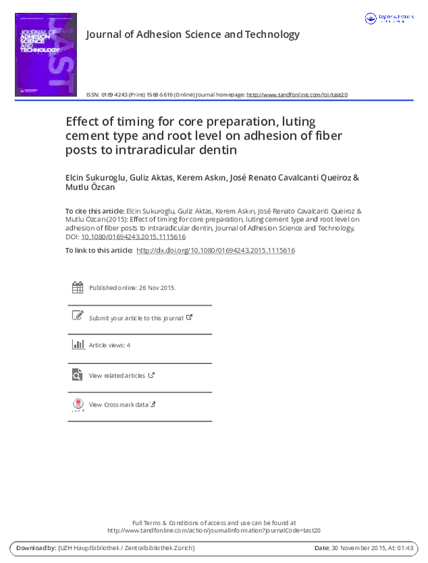 (PDF) Effect of timing for core preparation, luting cement type and ...