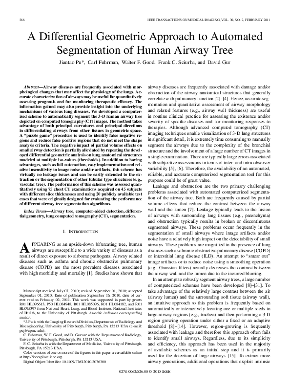 Pdf A Differential Geometric Approach To Automated Segmentation Of Human Airway Tree