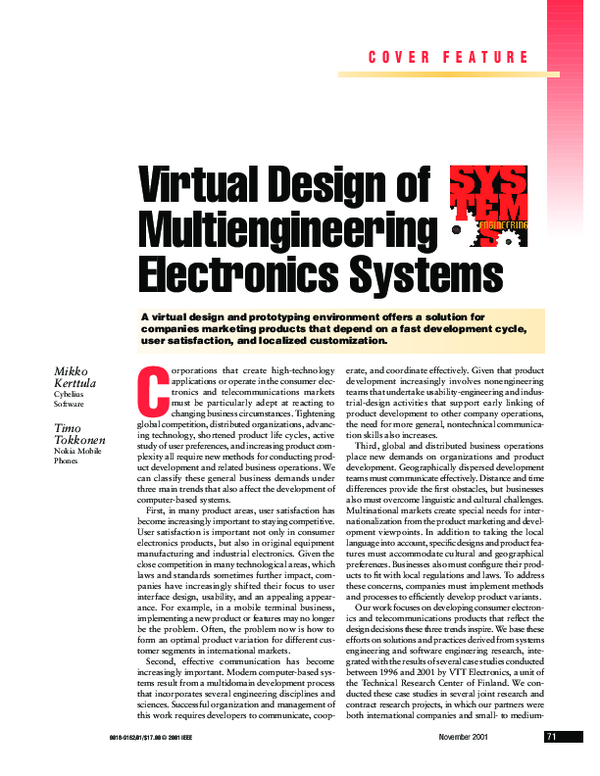 (PDF) Virtual design of multiengineering electronics systems