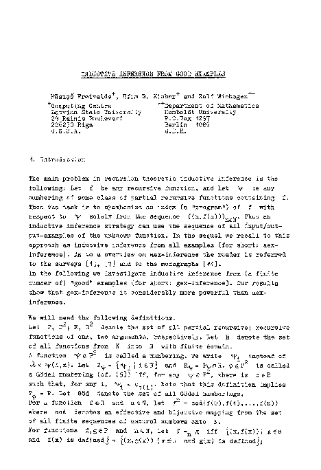 (PDF) Inductive inference from good examples