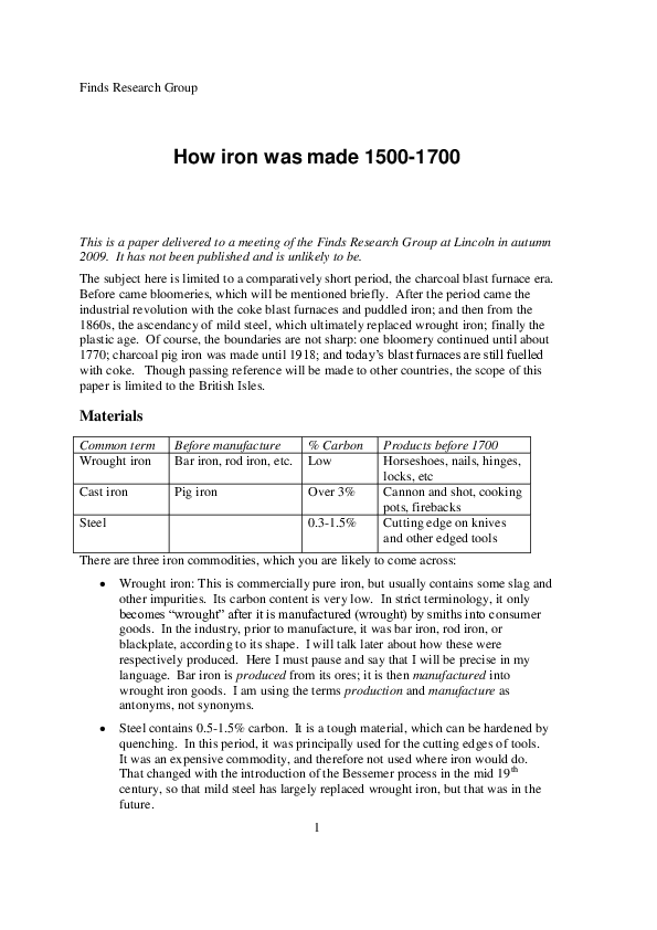 (PDF) How iron was made 1500-1700