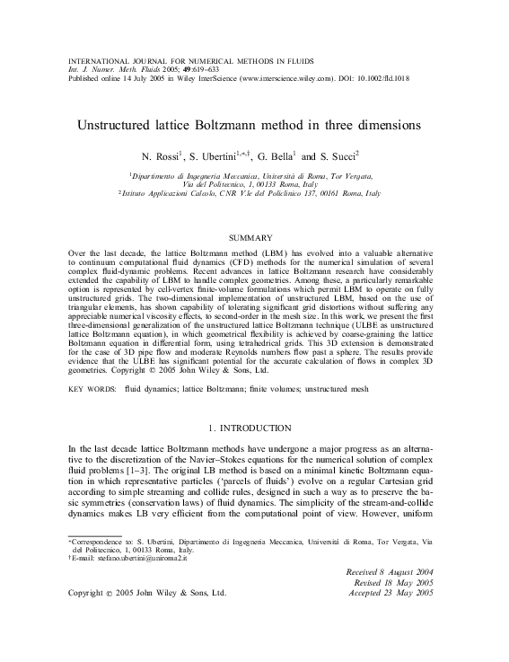 Pdf Unstructured Lattice Boltzmann Method In Three Dimensions