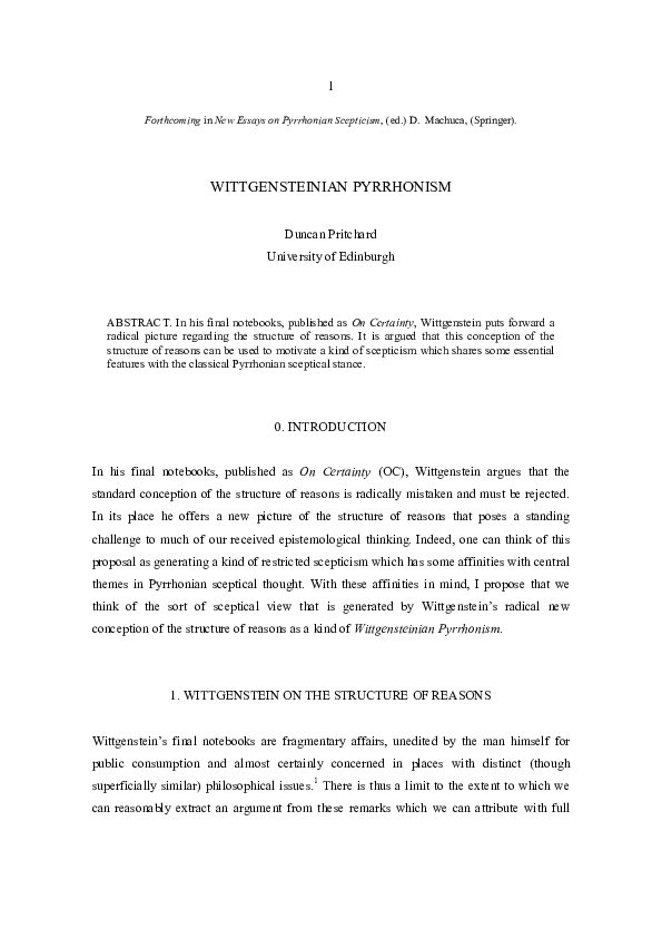 (PDF) Wittgensteinian Pyrrhonism