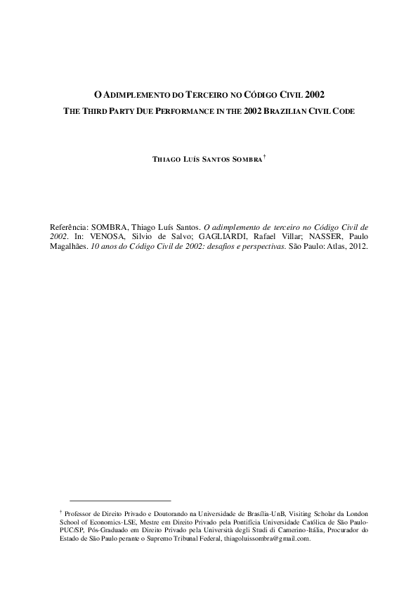 (PDF) O adimplemento de terceiro n CC 2002 (THE THIRD PARTY DUE ...