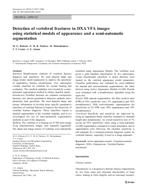 (PDF) Detection of vertebral fractures in DXA VFA images using ...