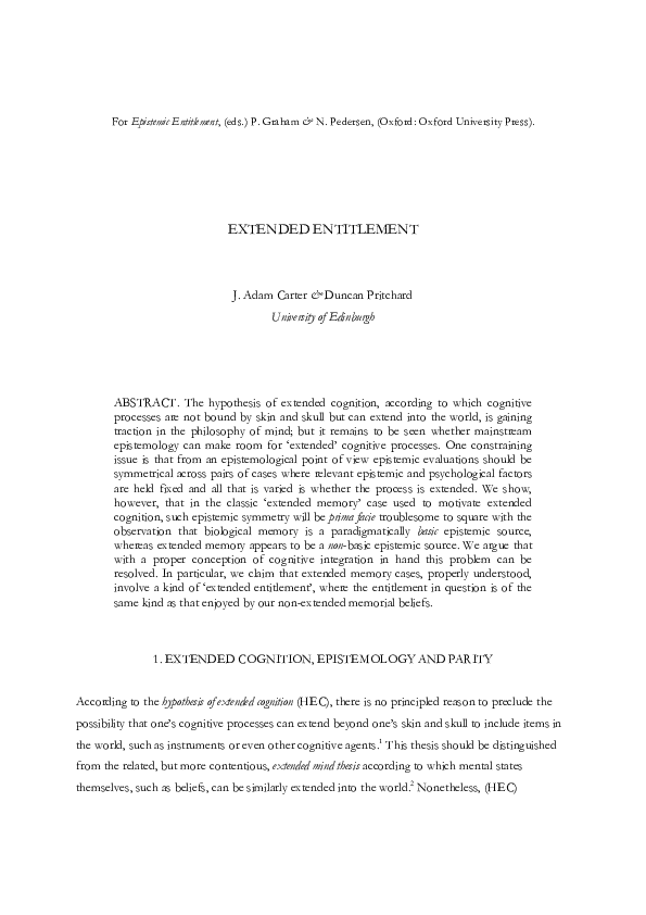 (PDF) Extended Entitlement