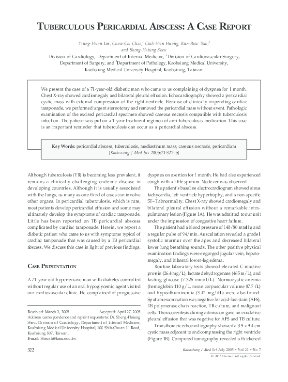 (PDF) Tuberculous Pericardial Abscess: A Case Report