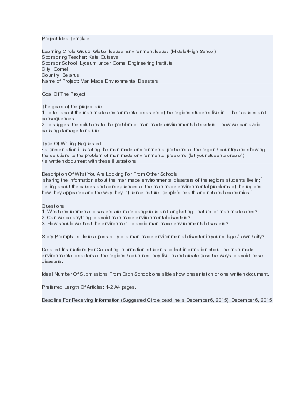 (DOC) Project Idea Template