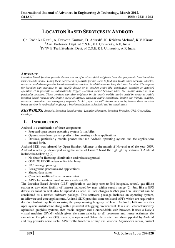 (PDF) Location Based Service in Android