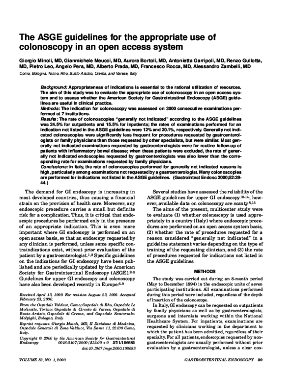 (PDF) The ASGE guidelines for the appropriate use of colonoscopy in an ...