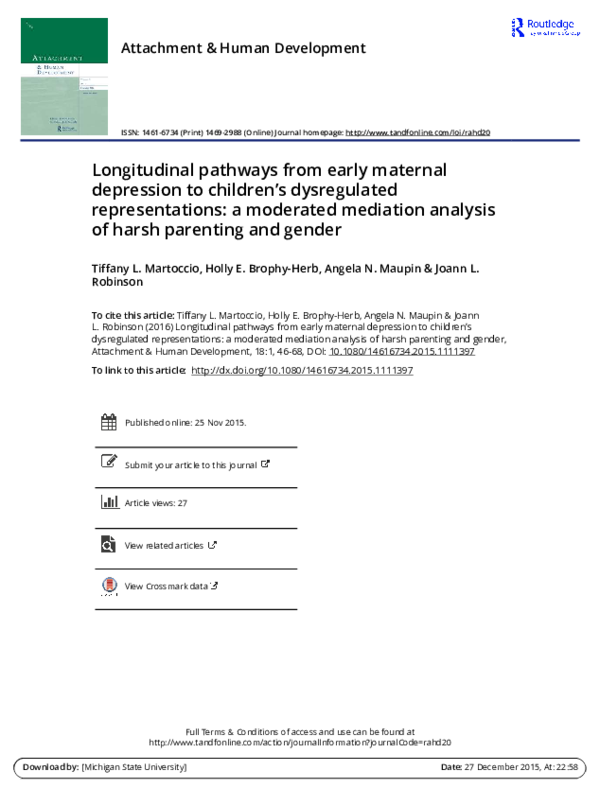 (PDF) Longitudinal pathways of early maternal depression to children’s dysregulated ...