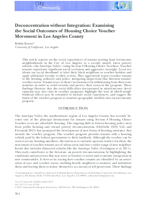 (PDF) Deconcentration without Integration: Examining the Social ...