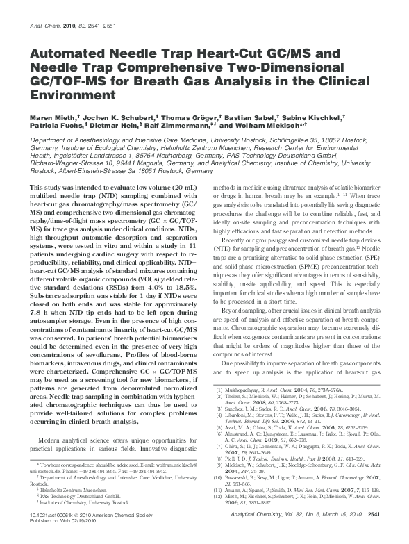(PDF) Automated Needle Trap Heart-Cut GC/MS and Needle Trap ...
