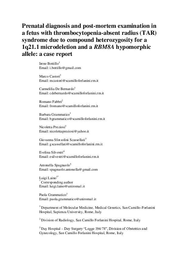 (PDF) Thrombocytopenia absent radii syndrome in a twenty five day old ...