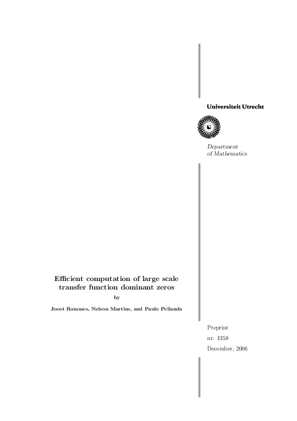 Pdf Ecient Computation Of Large Scale Transfer Function Dominant Zeros 2088