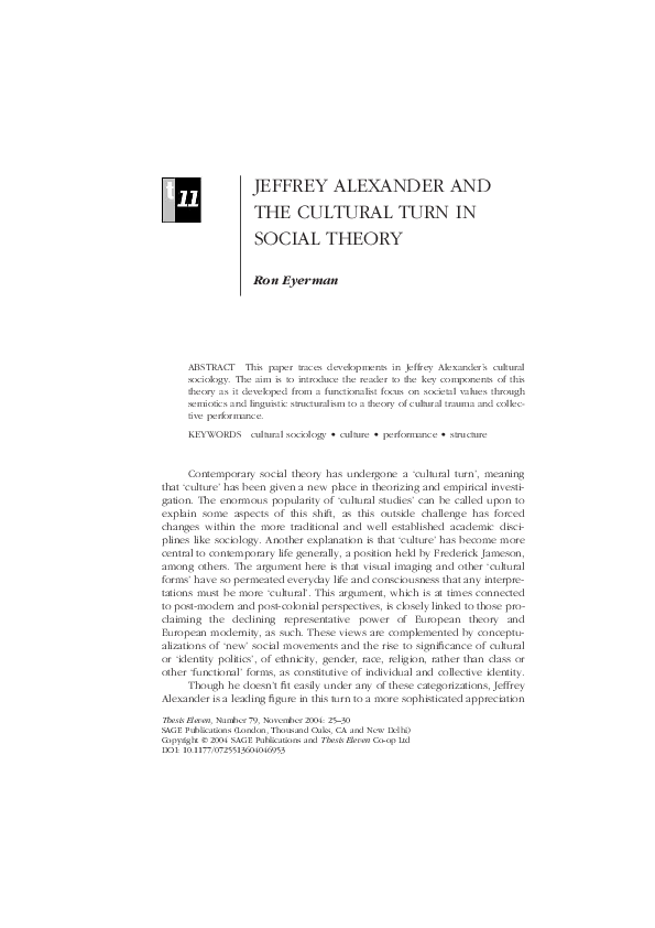 (PDF) Jeffrey Alexander and the Cultural Turn in Social Theory