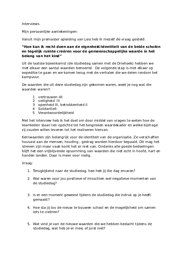 (DOC) Interviews vragen