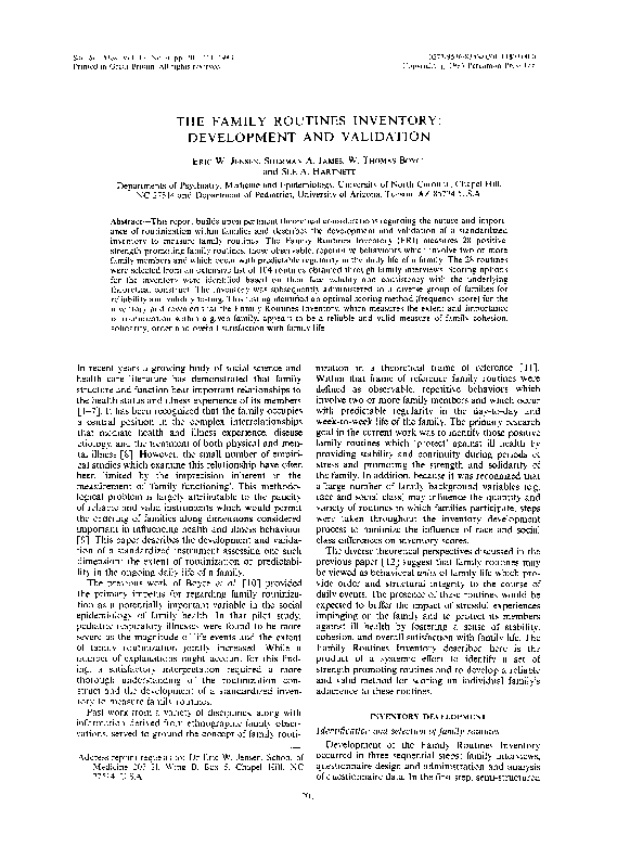 (PDF) The family routines inventory: Development and validation