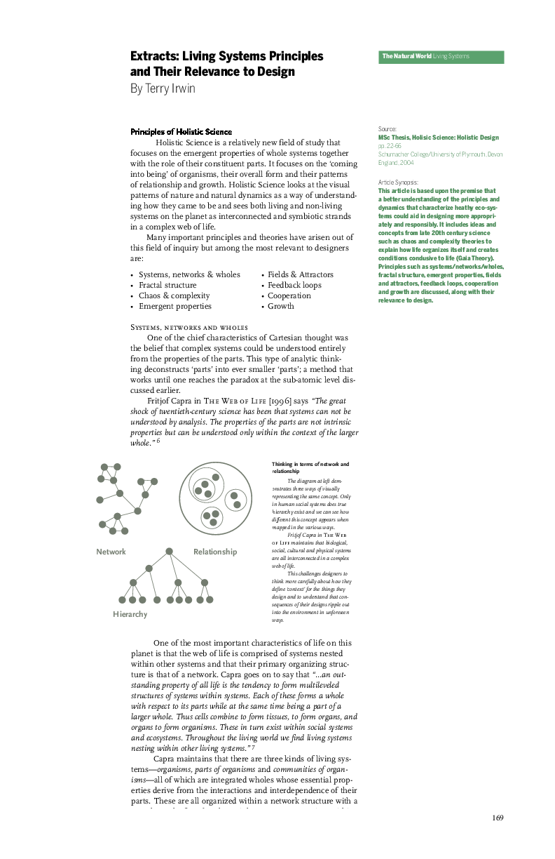 (PDF) Living Systems Principles and Their Relevance to Design