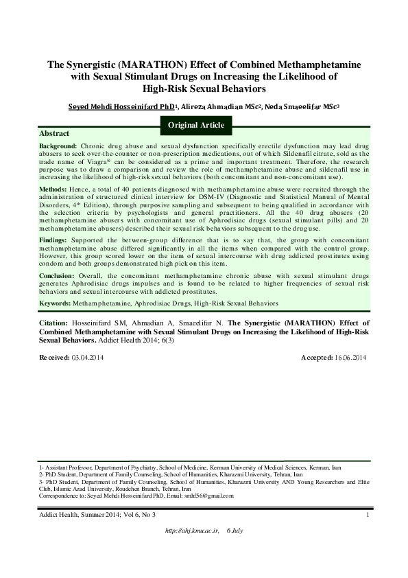 (PDF) The Synergistic (MARATHON) Effect of Combined Methamphetamine ...
