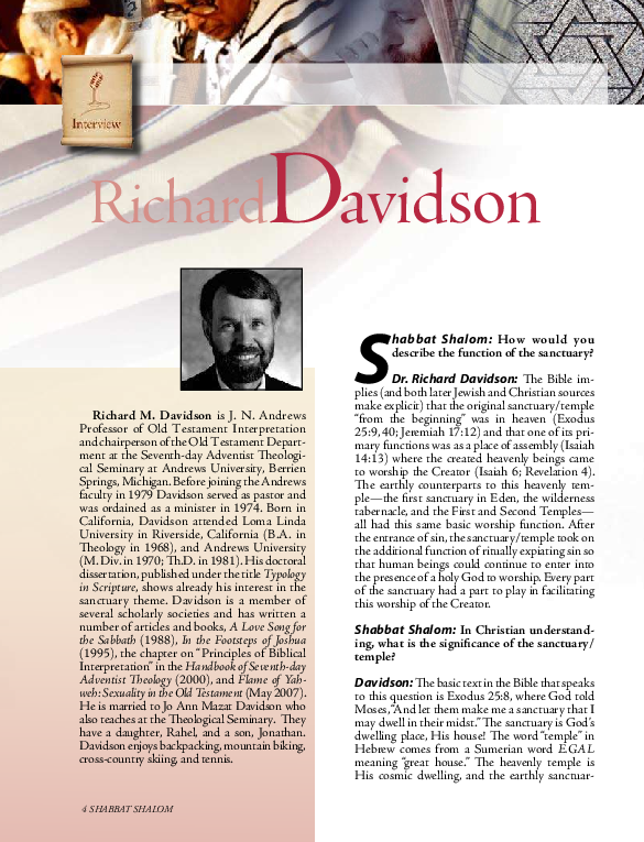 (PDF) Shabbat Shalom Interview: Richard Davidson