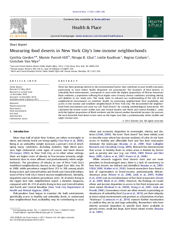 (PDF) Measuring food deserts in New York City's low-income neighborhoods
