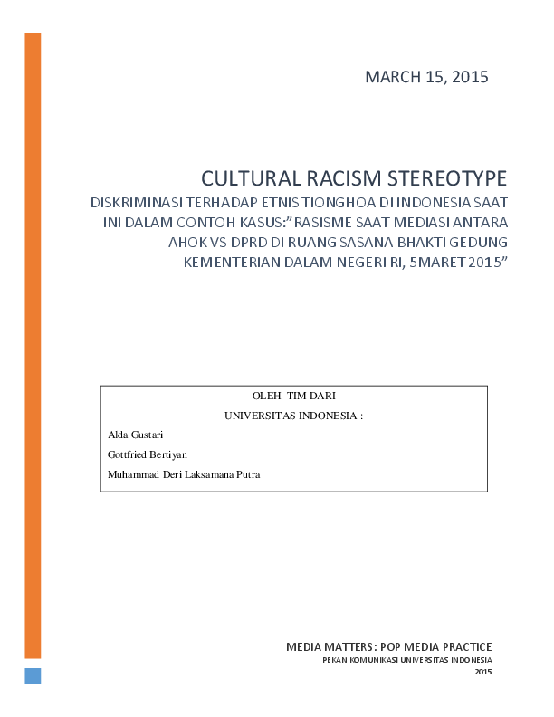 (PDF) Cultural Racism Stereotype