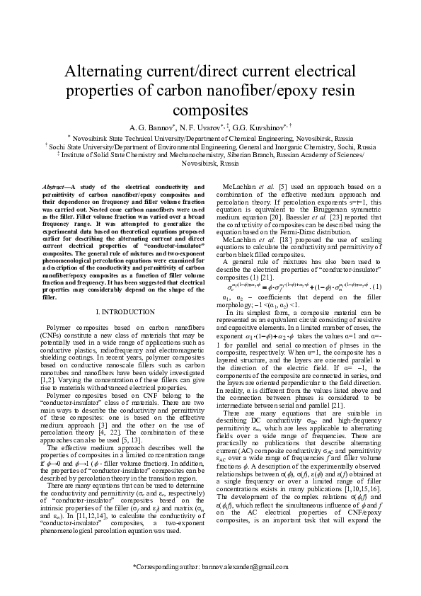 (PDF) Alternating current/direct current electrical properties of carbon nanofiber/epoxy resin ...