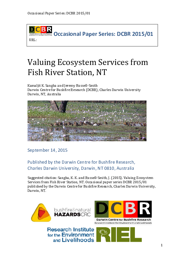 (PDF) Valuing Ecosystem Services from Fish River Station, NT
