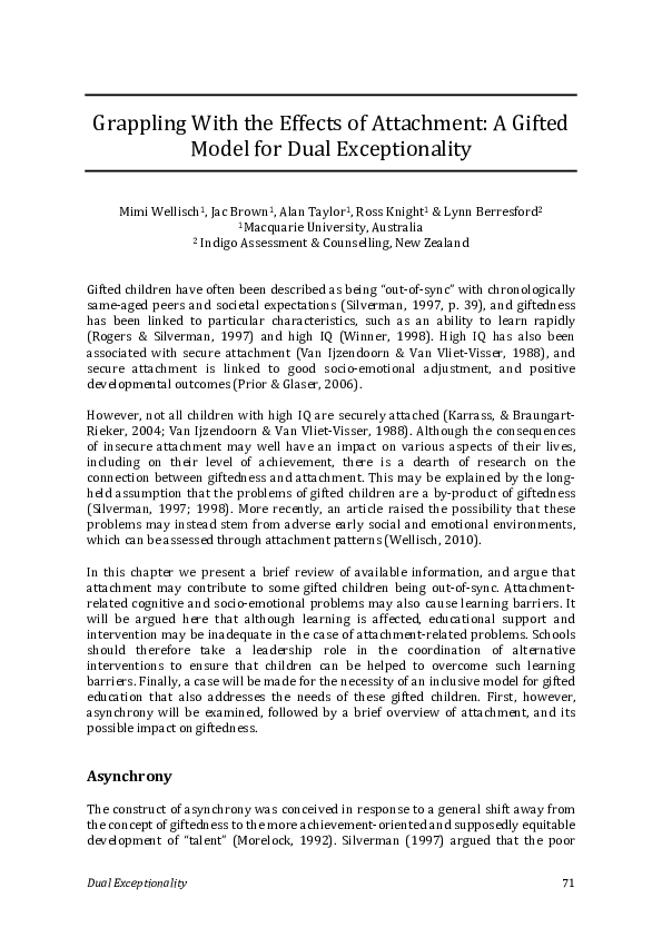 (PDF) Grappling With the Effects of Attachment: A Gifted Model for Dual ...