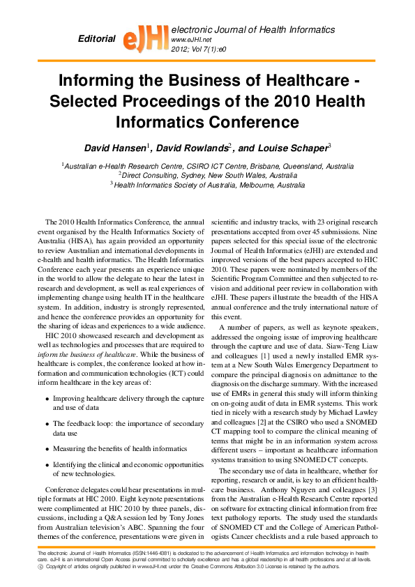 (PDF) Informing the Business of Healthcare-Selected Proceedings of the ...