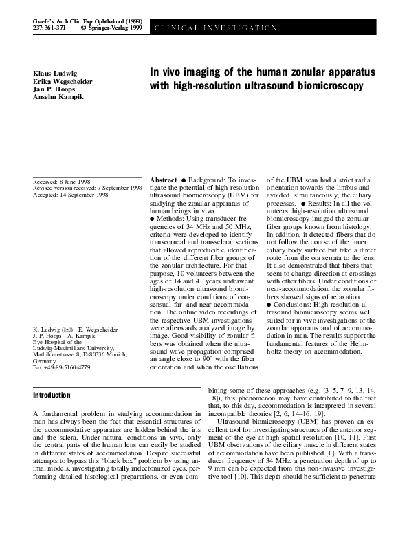 (PDF) In vivo imaging of the human zonular apparatus with high ...