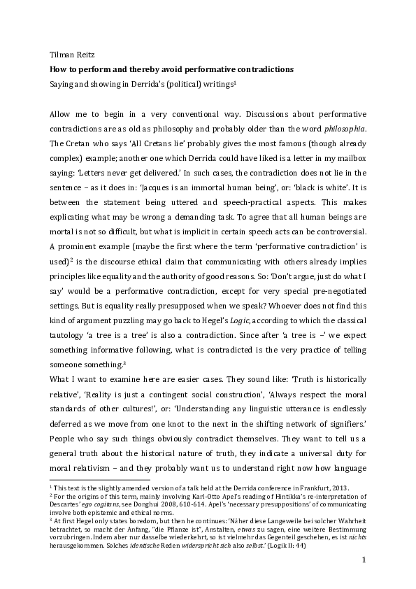 How to perform and thereby avoid performative contradictions: saying ...