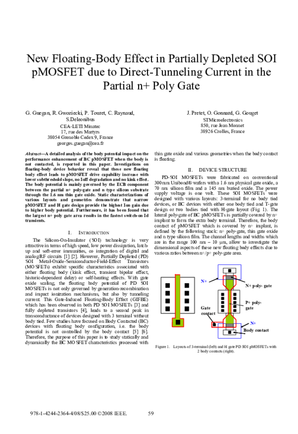 (PDF) Gate-induced floating-body effect in fully-depleted SOI MOSFETs with tunneling oxide and ...