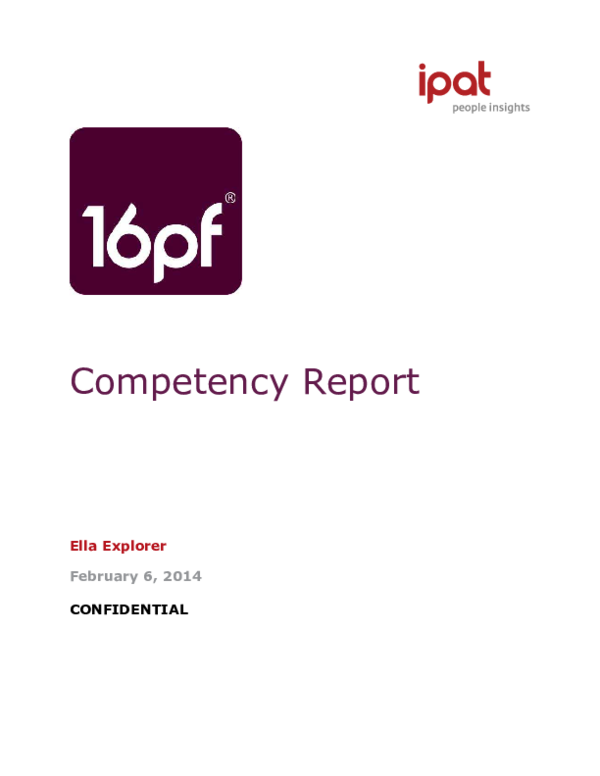 (PDF) 16PF Competency Report Sample